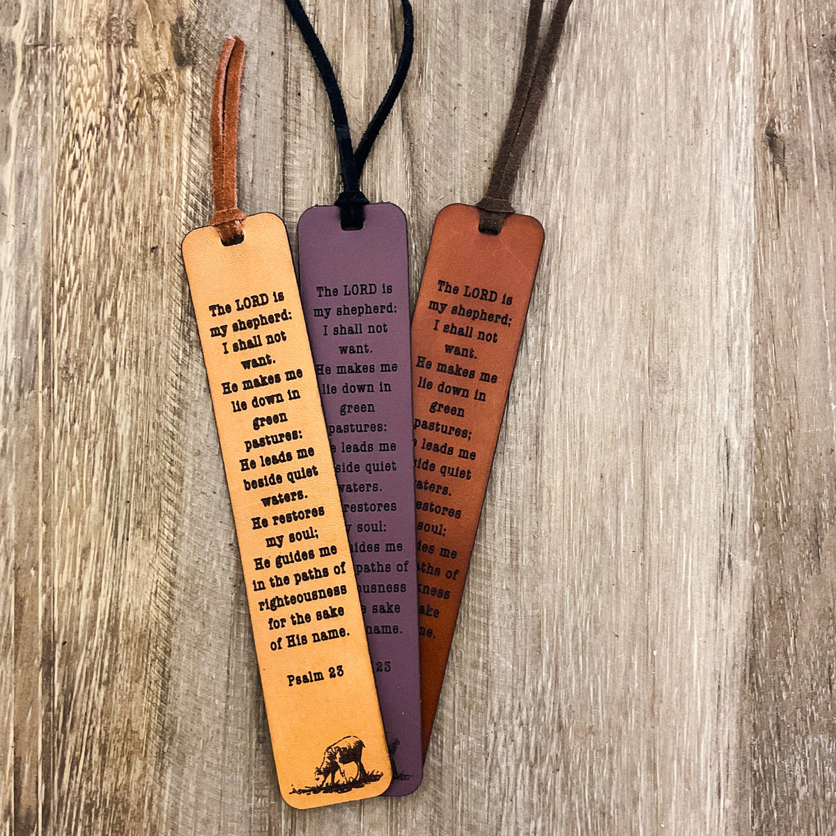 Psalm 23 - Leather Bookmark - The Lord is my Shepherd – Ivy Barn Designs